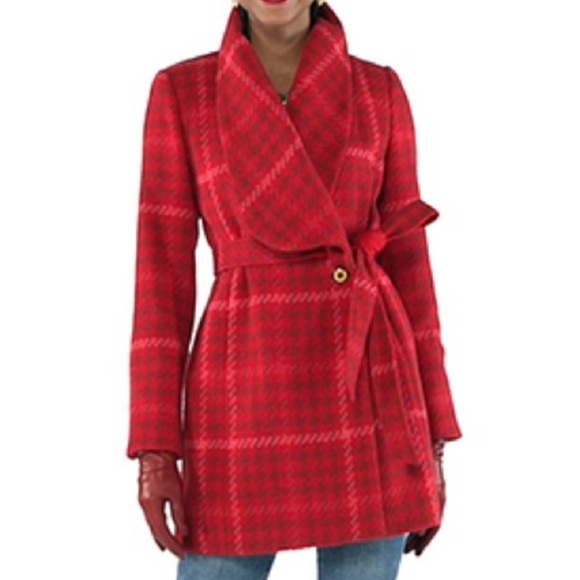 CAbi | Jackets & Coats | Cabi Evita 4295 Red Check Plaid Shawl Collar ...